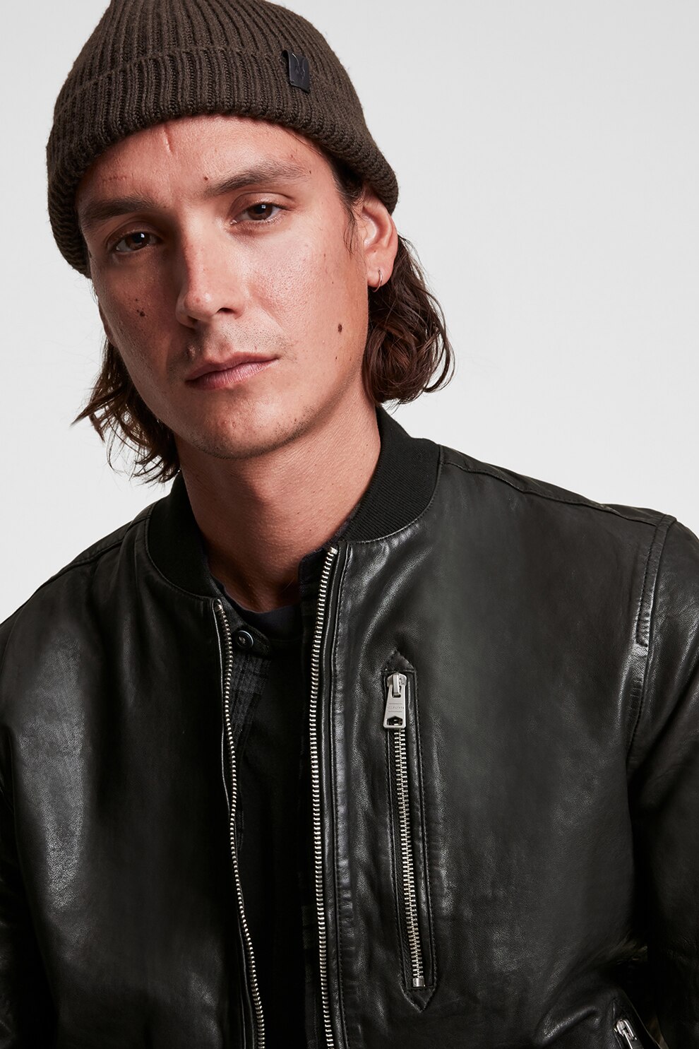 AllSaints, Кожено яке Boyton, Черен, XL - eMAG.bg