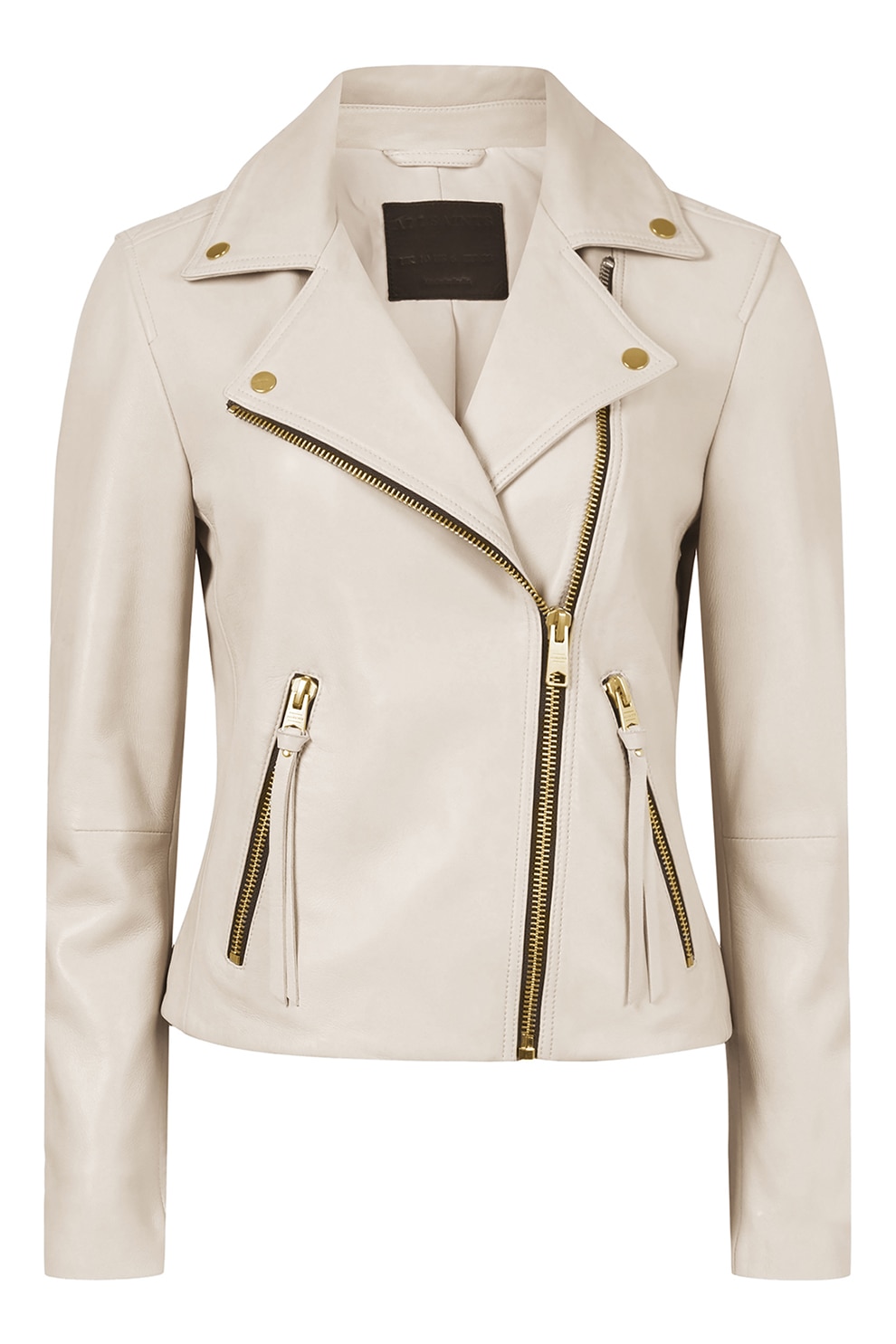 AllSaints, Кожено яке с раздвоен ревер, Слонова кост, 12 - eMAG.bg