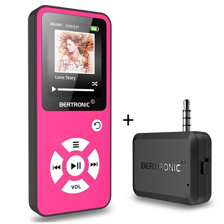 Player MP3, BERTRONIC, Adaptor Bluetooth, FM, 32 GB, Roz/Negru - eMAG.ro
