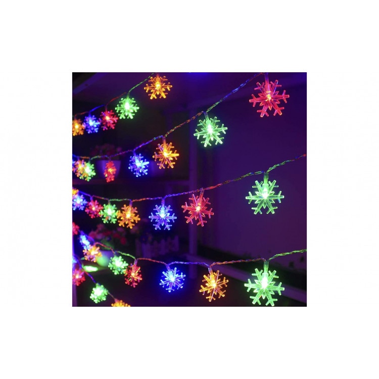 Set 2 Ghirlande luminoase Craciun Fulgi Nea ,40 Led-uri, 6 Metri ...