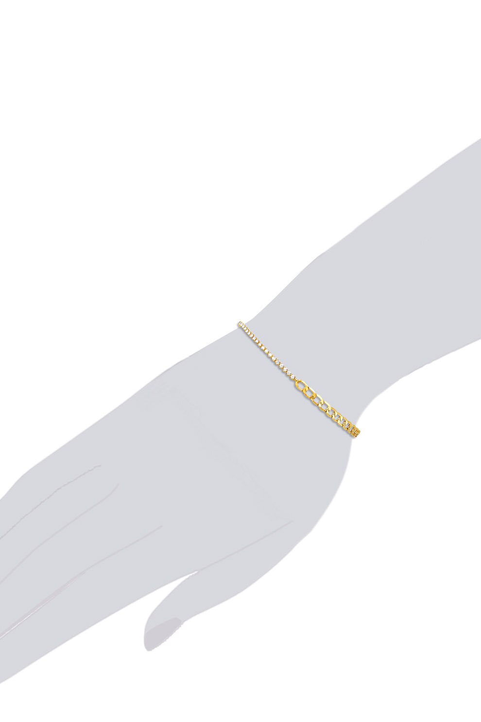 Nahla Jewels, Láncos dizájnú karkötő cirkóniával díszítve, Aranyszín ...