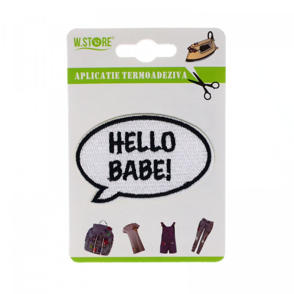 Hímzett textil tapasz / tapasz, HELLO BABE !, 7 x 4,5 cm, WSTORE, Alb ...