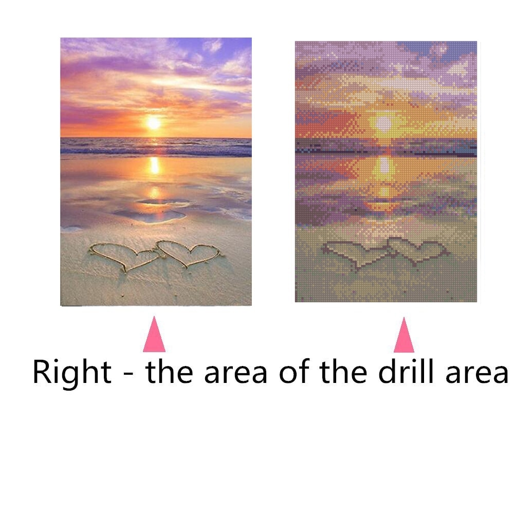 Set de broderie cu diamante 5D, pictura 30x25cm, model rasarit de soare ...