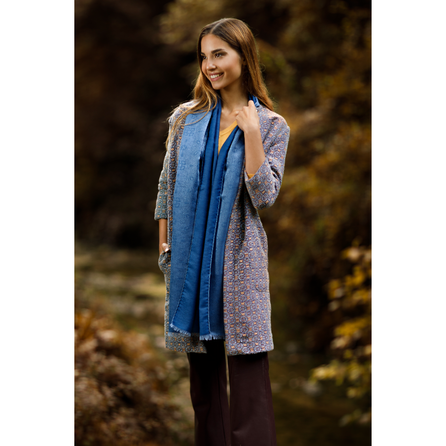 Fular de lux Masterpiece Collection, Bellini, unisex, albastru - eMAG.ro