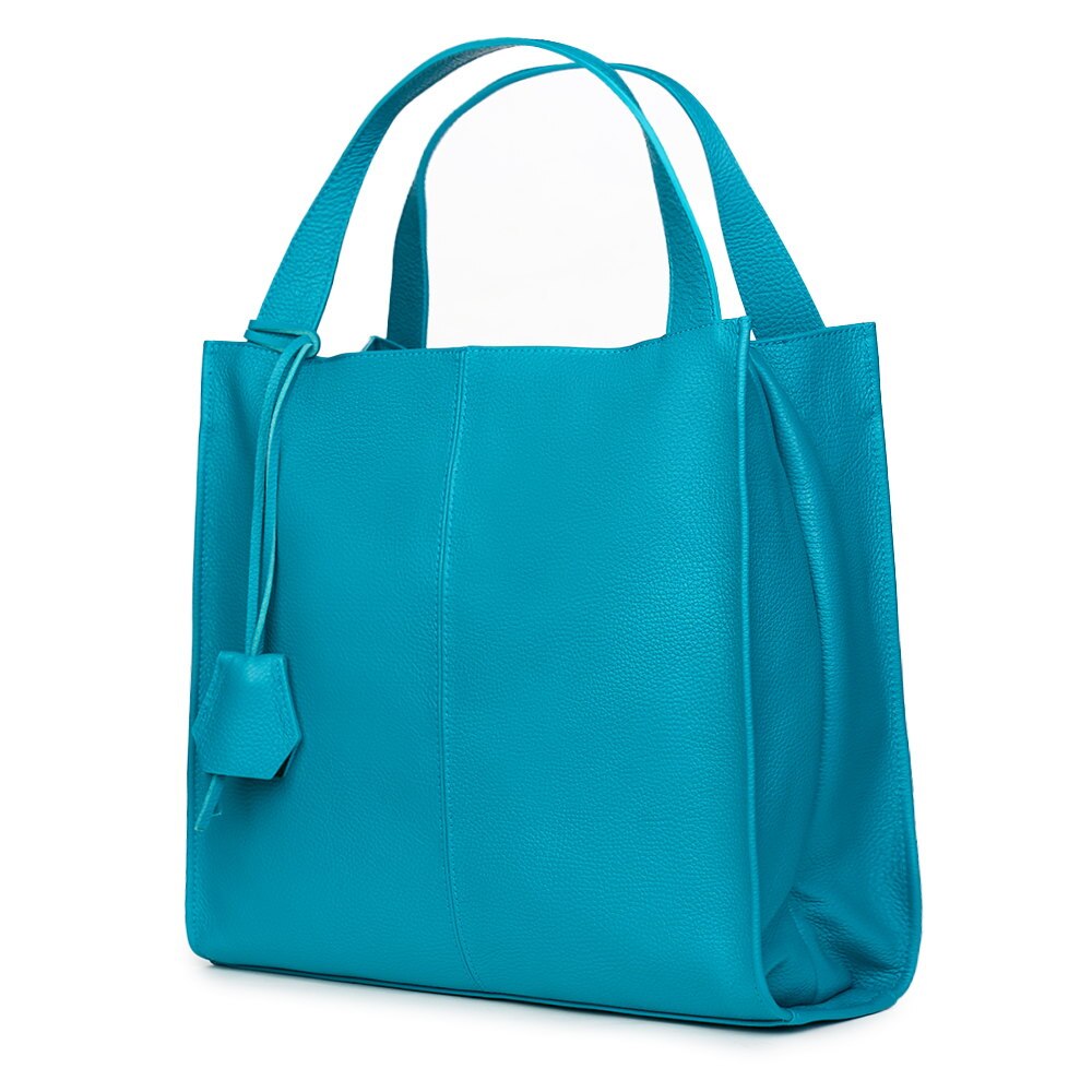 Geanta dama din piele naturala Naomi turcoaz - eMAG.ro