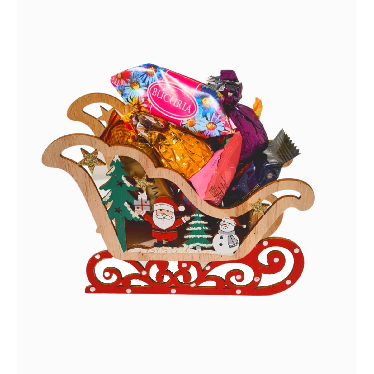 Saniuta din lemn cu bomboane Bucuria, 150 gr - eMAG.ro