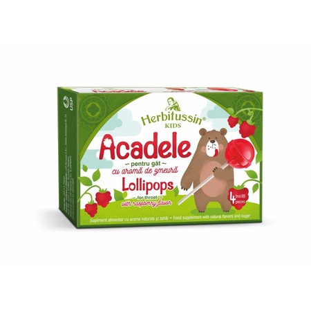 Herbitussin Kids, 4 acadele pentru gat, aroma de zmeura - eMAG.ro