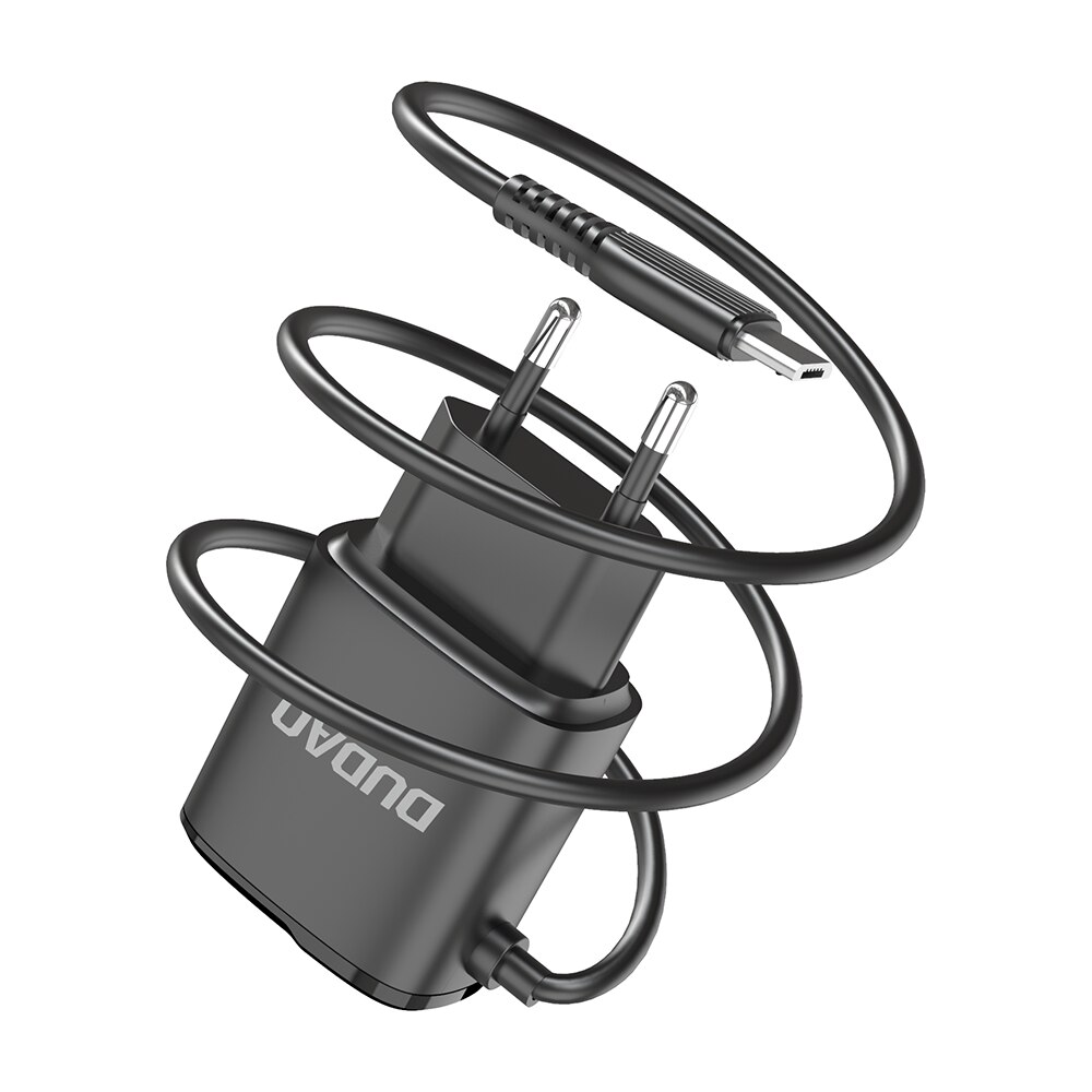 Incarcator retea, Dudao, 2 x USB, cu cablu micro USB, 12 W, Negru - eMAG.ro