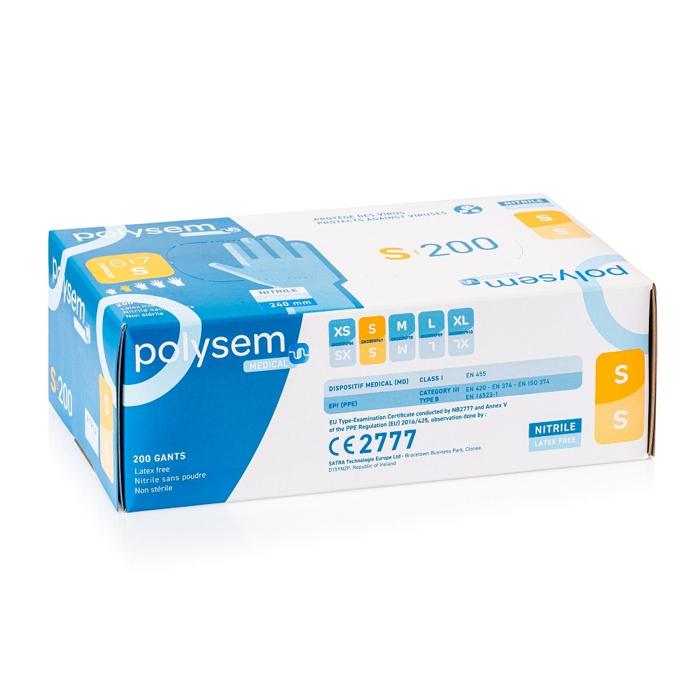 Комплект ръкавици Polysem, Нитрилови, Размер S, Син - eMAG.bg