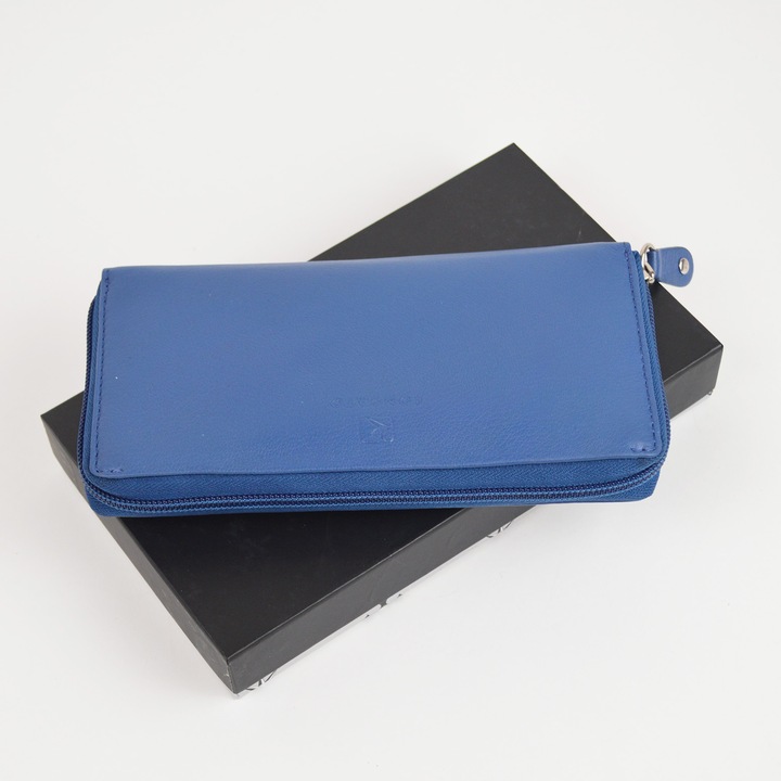 Портфейл за жени Roncato PT782, Естествена кожа, Син - eMAG.bg