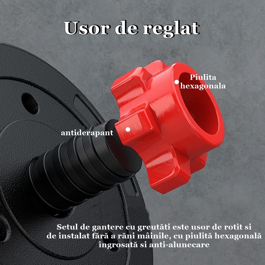 Set gantere si haltera reglabile 2 in 1 greutatea HMS SGP20 20 kg - eMAG.ro