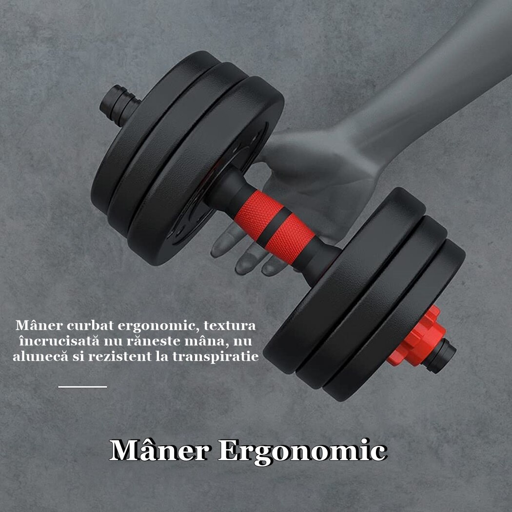 Set gantere si haltera reglabile 2 in 1 greutatea HMS SGP20 20 kg - eMAG.ro