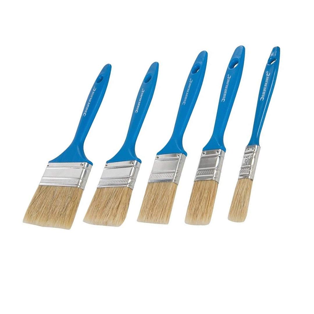 Set 5 pensule vopsit,12, 25, 40, 50 ,75mm, maner 143mm, Silverline ...