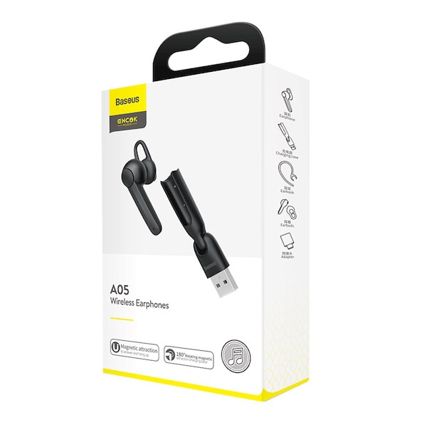 Casca wireless, Baseus, Bluetooth 5.0, USB, Negru - eMAG.ro