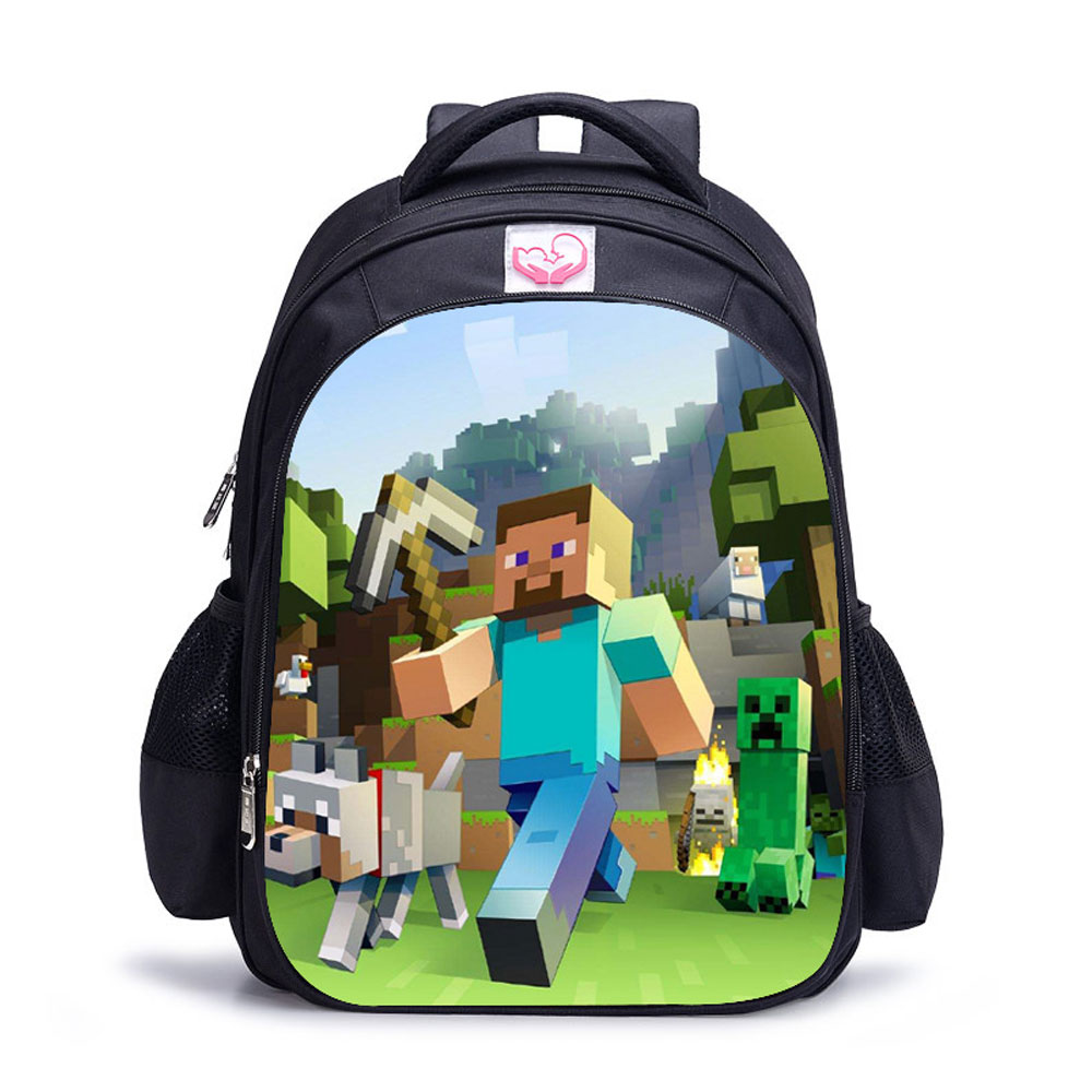 Ghiozdan pentru copii cu Model Minecraft, impermeabil, Nylon, 29 x 14 x ...