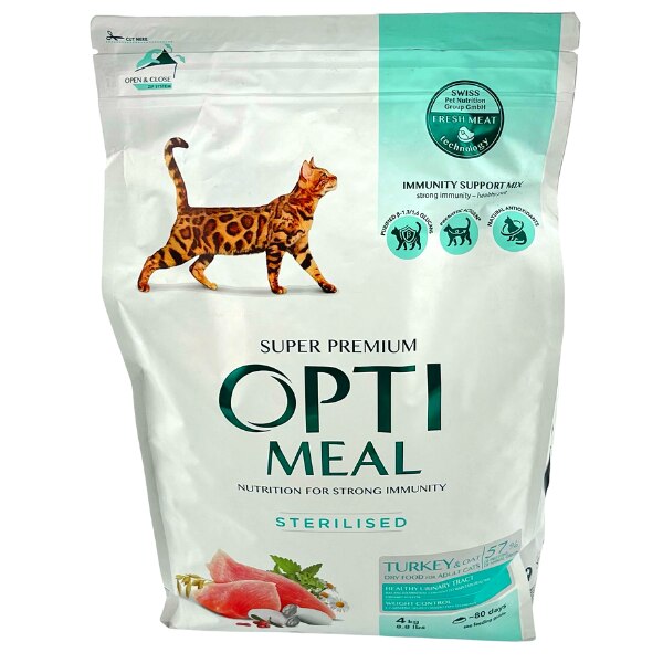 Храна за Котки Opti Meal Sterilised Cat, Пуешко, 4кг - eMAG.bg