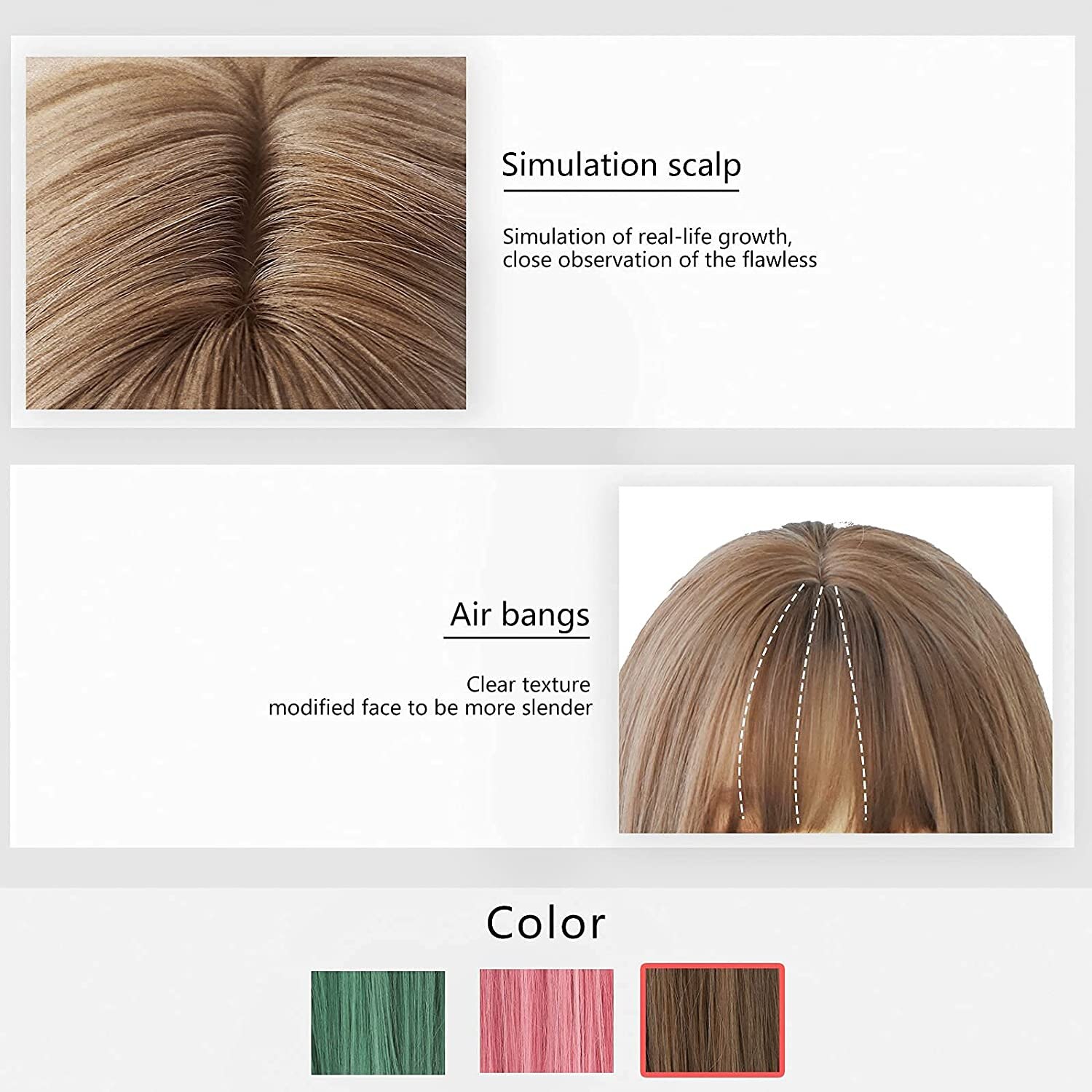 Peruca lunga cu breton din par natural, 58cm, Blond - eMAG.ro