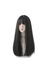 Peruca lunga cu breton din par natural, 58cm, Negru - eMAG.ro