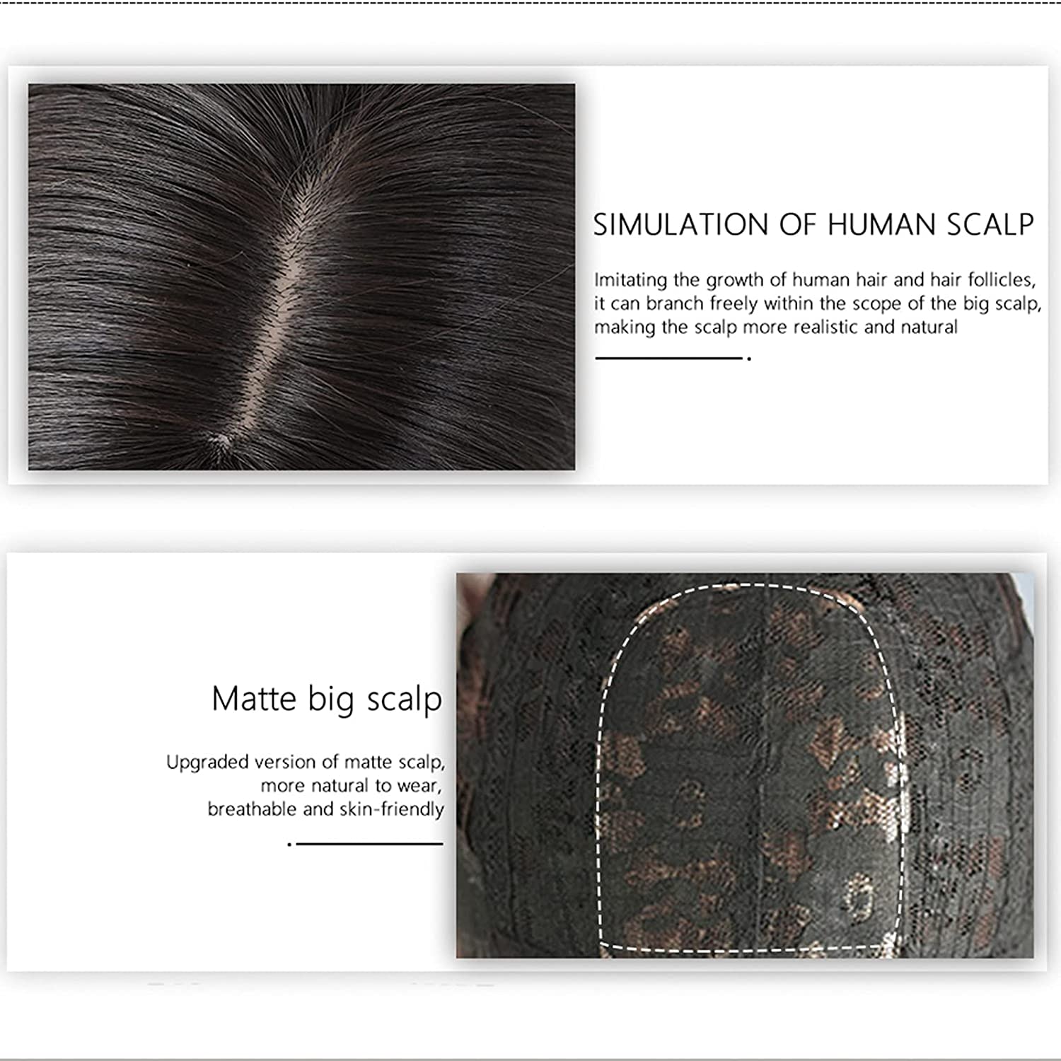 Peruca lunga cu breton din par natural, 58cm, Negru - eMAG.ro