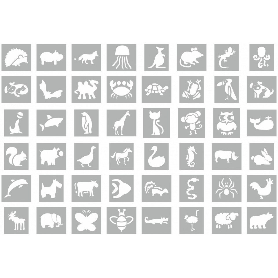 Sablon 48 modele KIDS Animals 10x9cm / buc, Refolosibile, SP118 - eMAG.ro