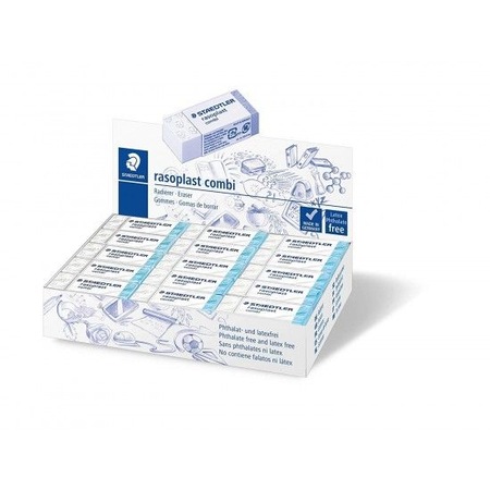 Set 30 bucati radiere Staedtler Rasoplast Combi, 43x19 x13mm, Alb ...