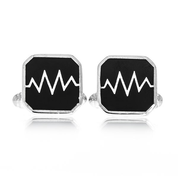 Butoni Argint Patrati cu Email Negru si Semn Vital - eMAG.ro