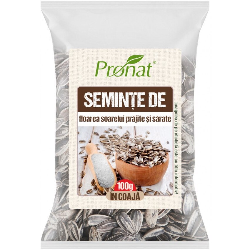 Seminte de floarea soarelui prajite si putin sarate, cu coaja 100 g ...