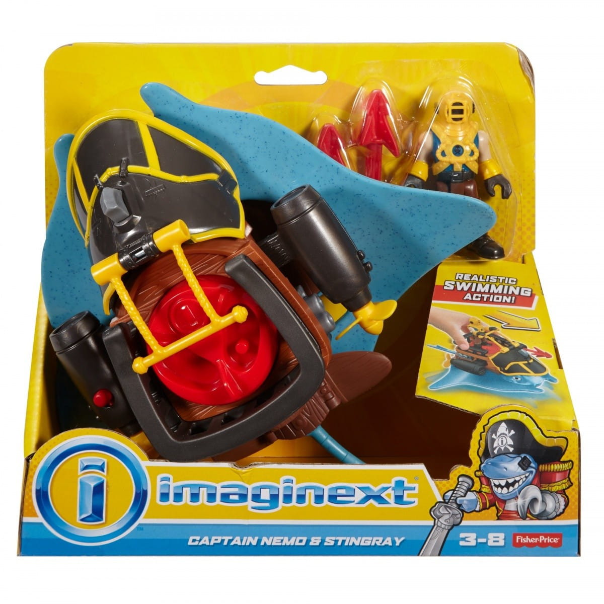 Set figurine Imaginext, Pirate Captain Nemo's Ship, +3 ani, Multicolor ...