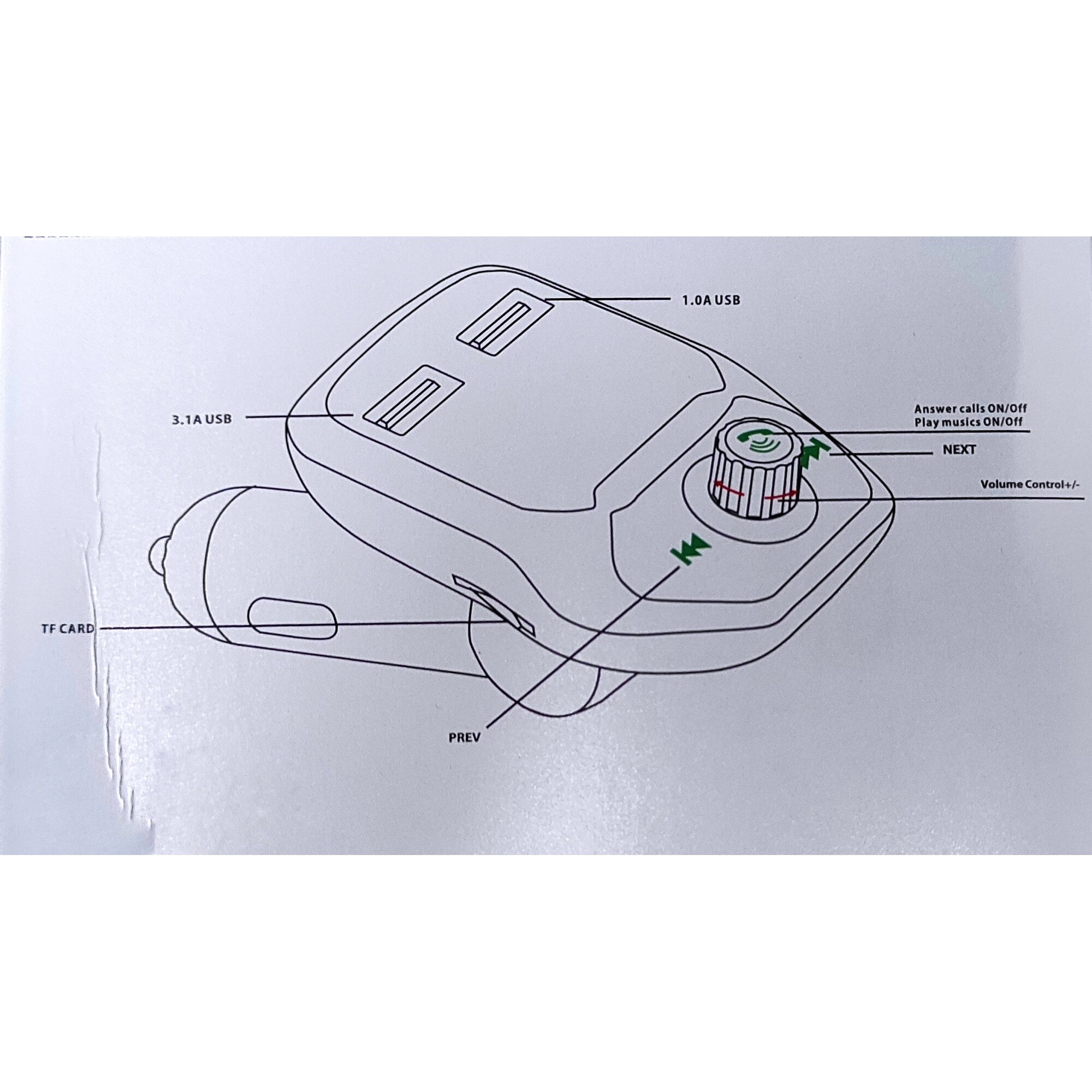 Car kit modulator FM Allison, bluethoot handsfree port USB fast charge ...