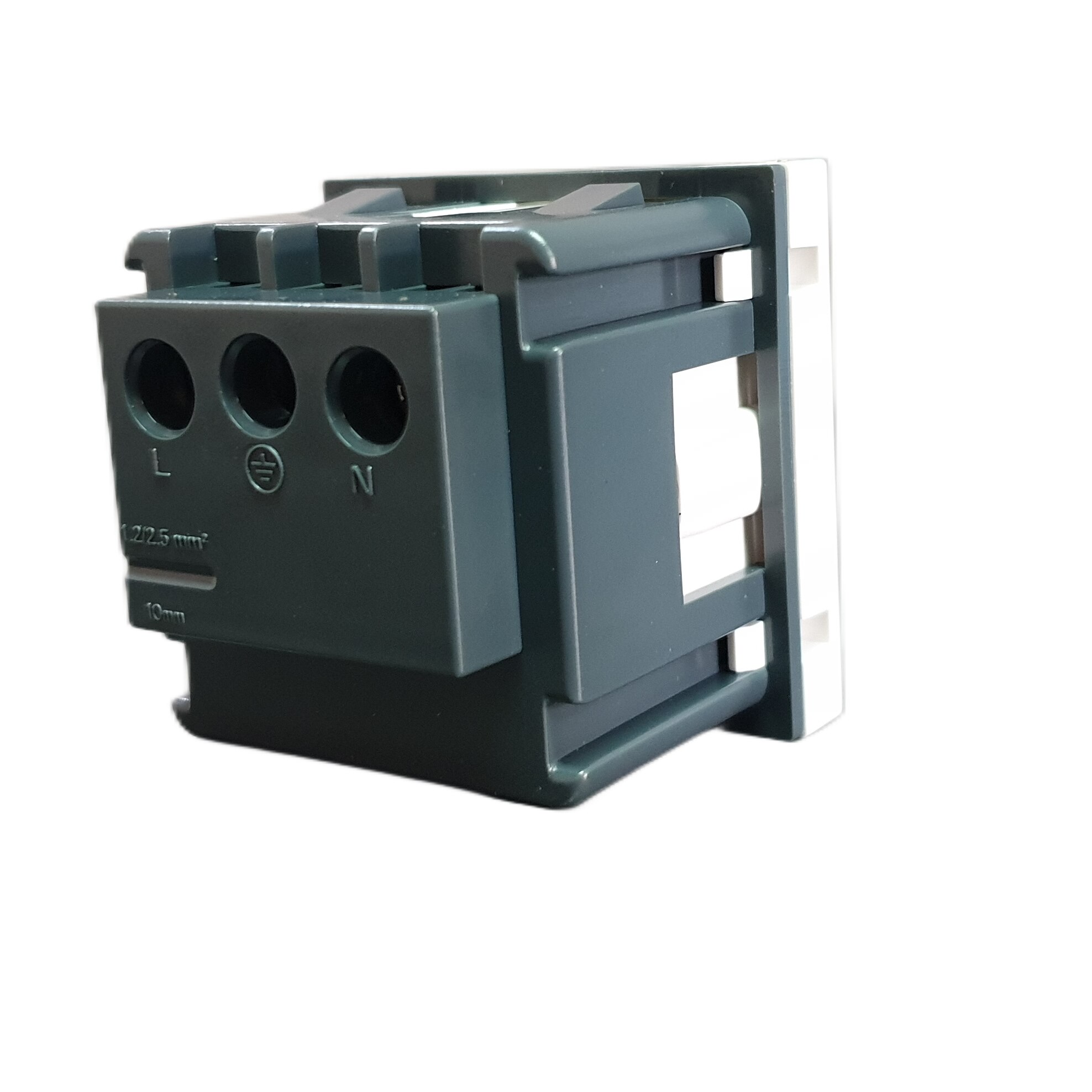 Priza modulara schuko LanKATT, simpla, ocupa 2 module, 45x45, 16A ...