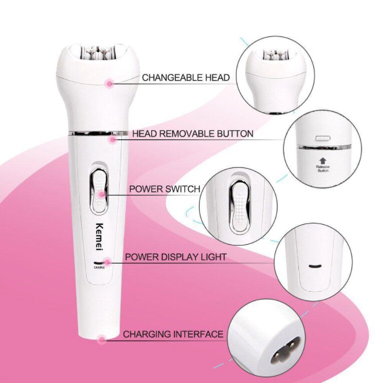 Epilator, Kemei, 5 in 1, Alb - eMAG.ro