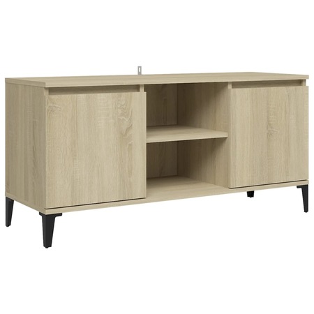 Comoda TV cu picioare metalice, Lemn compozit, 103,5x35x50 cm, Stejar ...