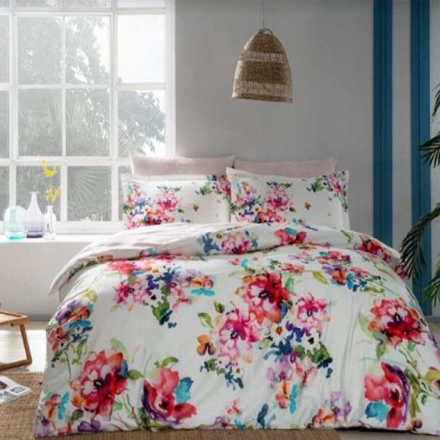 Set lenjerie pat dublu satin 6 piese, Tac, 240x260 cm, DELUX Digital ...