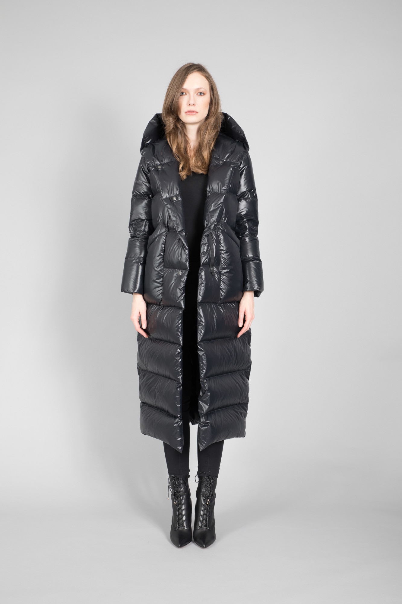 Geaca lunga din puf, nylon, negru, S INTL - eMAG.ro