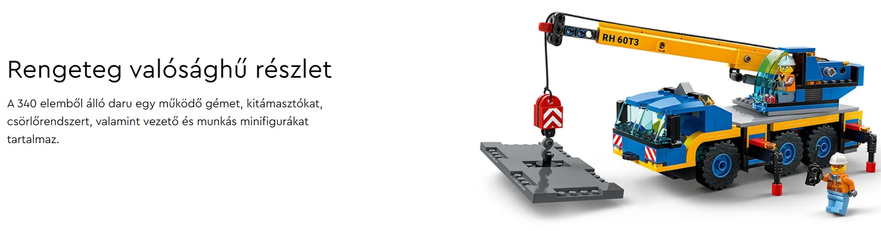 LEGO City Great Vehicles 60324 Önjáró Daru modellépítő készlet ...