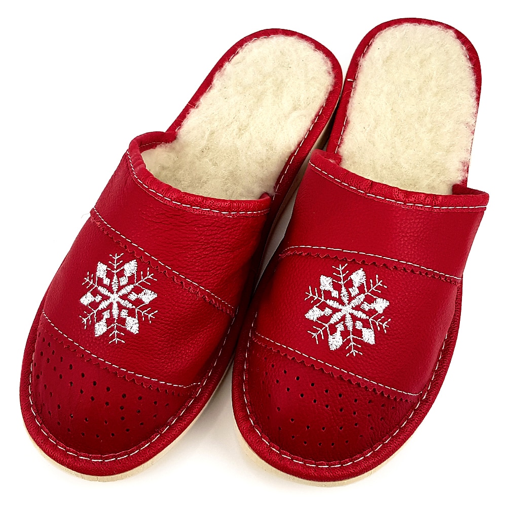 Slapi de Casa, Model 'Winter Joy', Imblaniti cu Lana, Culoare Visiniu ...