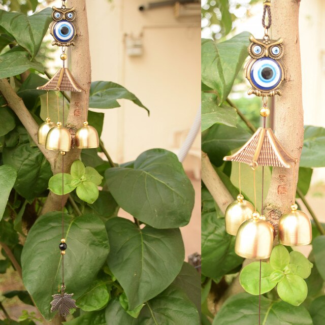 Clopotel de vant cu floare de campanula si 3 clopotei pentru casa sau ...