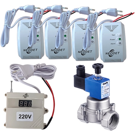 Sistem detectie gaz cu electrovalva 3/4"- 220V si patru senzori cu ...