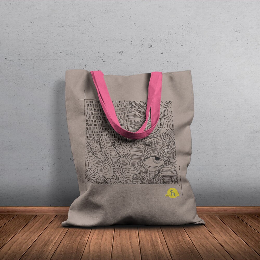 Geanta Handmade Tote Basic, Schita in 4 Cadre, Multicolor, 43x37 cm ...