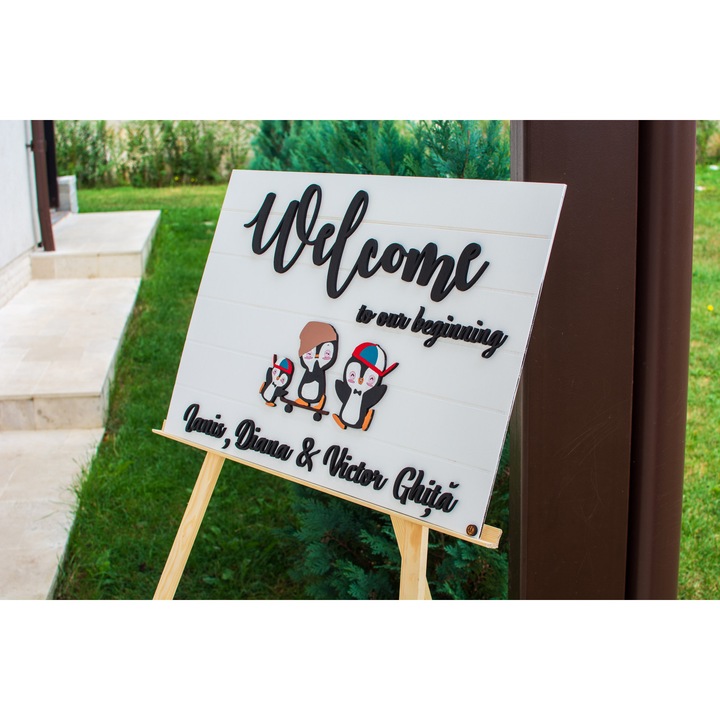 Panou din lemn HH628 Intampinare Invitati Nunta Botez Eveniment ...