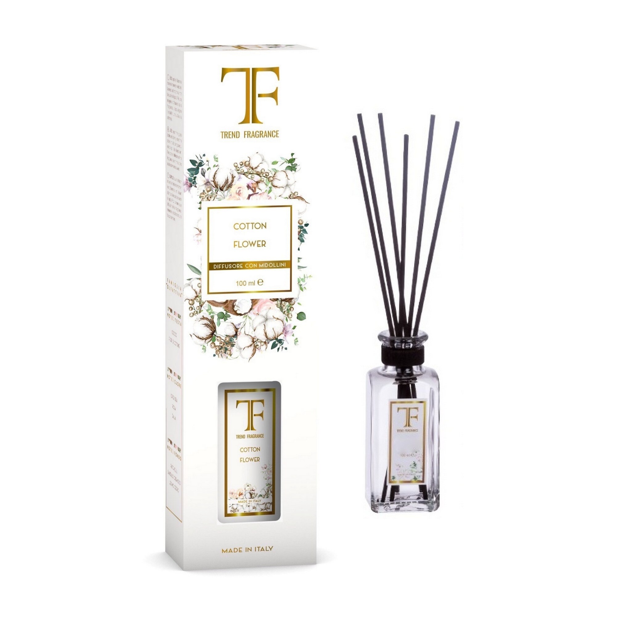 Parfum de camera cu betisoare, COTTON FLOWER, 100 ml, Made in Italy ...