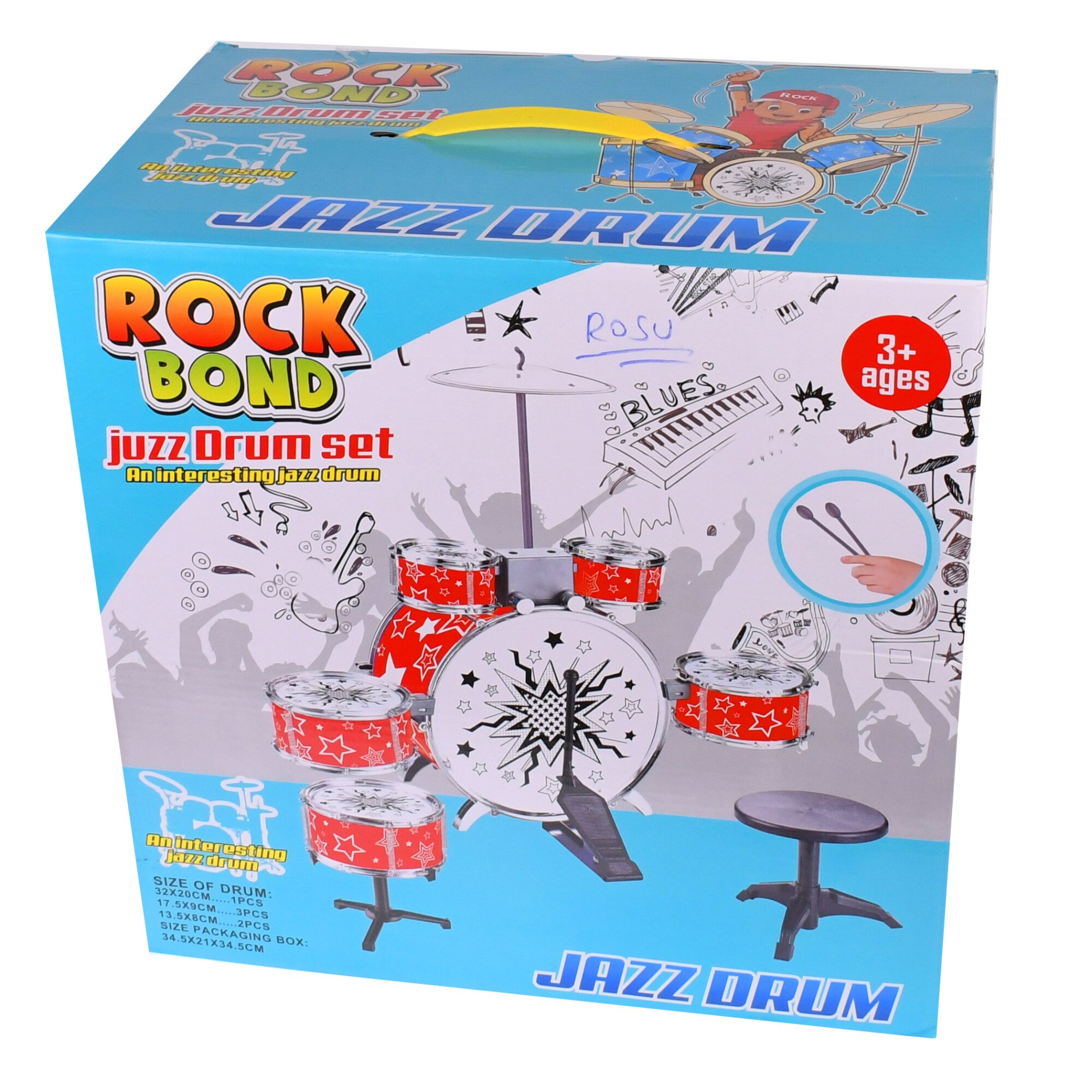 Tobe jazz de jucarie, scaunel pentru copii si cinel, cu toba bass si 5 ...