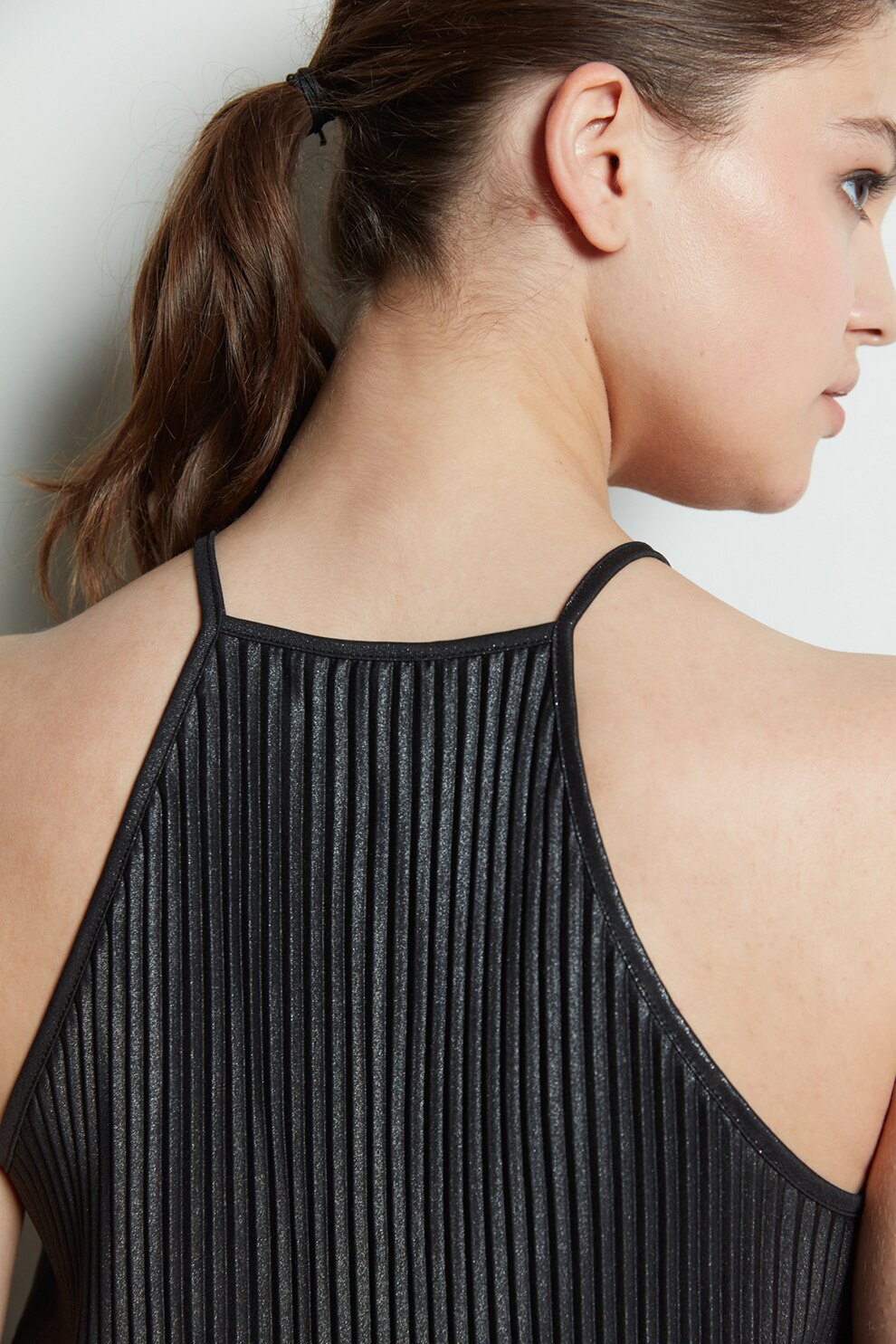 Penti, Top de casa cu aspect plisat, Negru, M - eMAG.ro