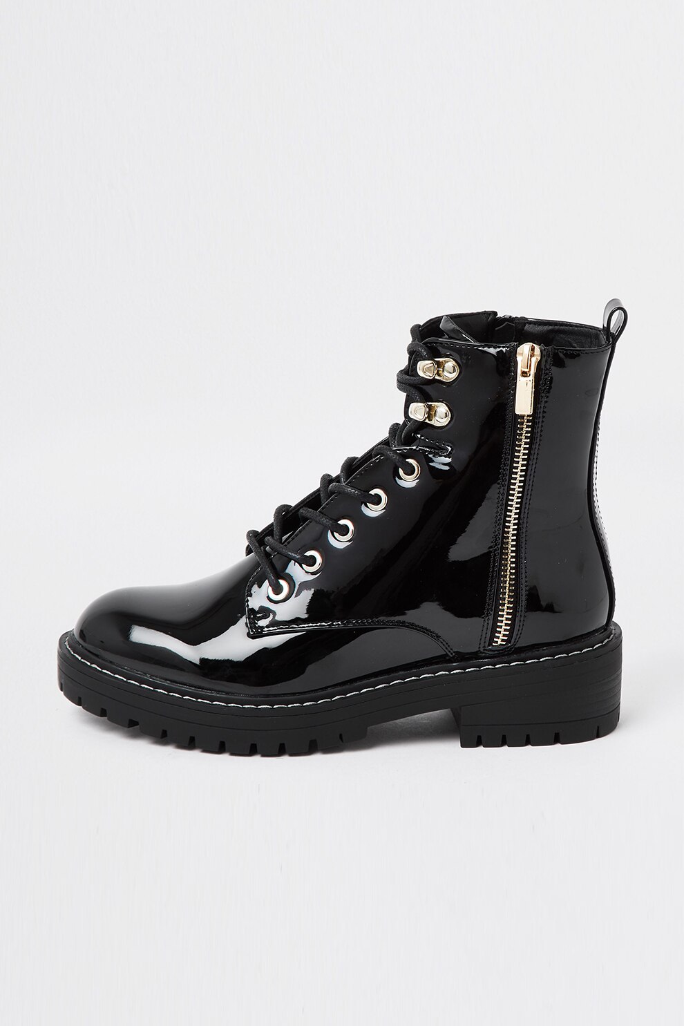 RIVER ISLAND, Боти от лачена кожа, Черен, 7 - eMAG.bg