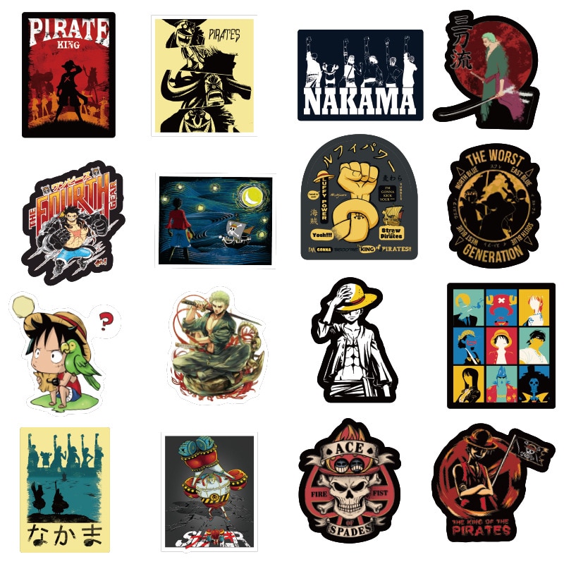 Комплект от 100 стикера ONE PIECE, PVC, Водоустойчив, 5-8 см ...