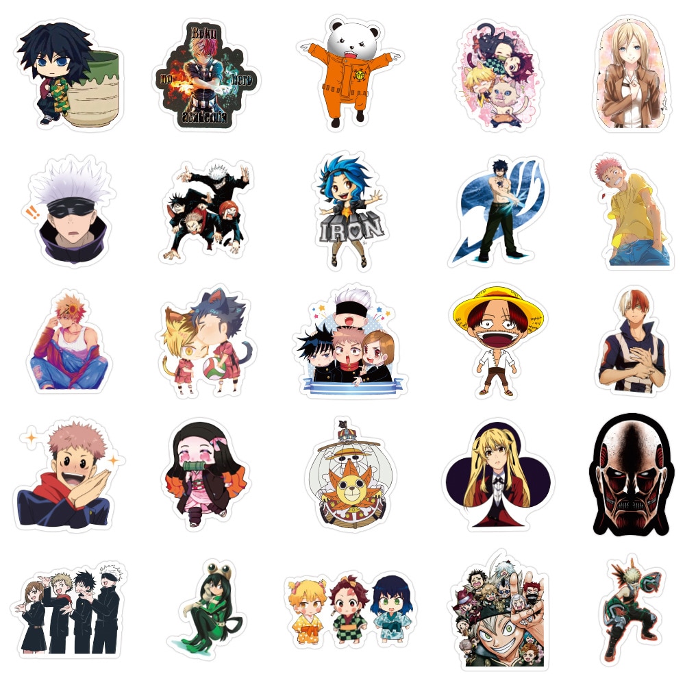 Set 50 stickere autocolante Anime Cartoon, PVC, impermeabile, 5-8 cm ...