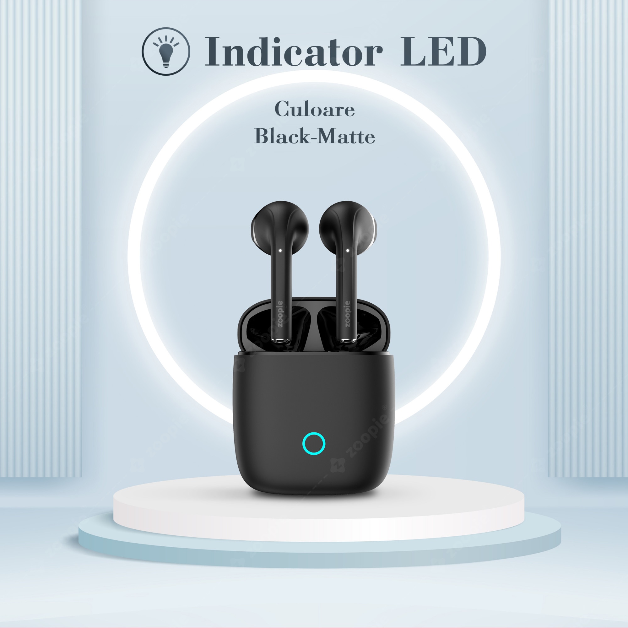 Casti Wireless Bluetooth, Zoopie®DISC, Fara fir, Casti audio in ear ...