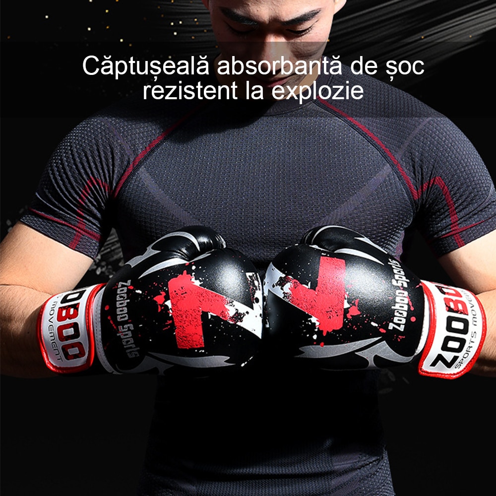 Manusi de box Euotboup,16 oz, PU, 27x18x15 cm, Universal, Negru - eMAG.ro