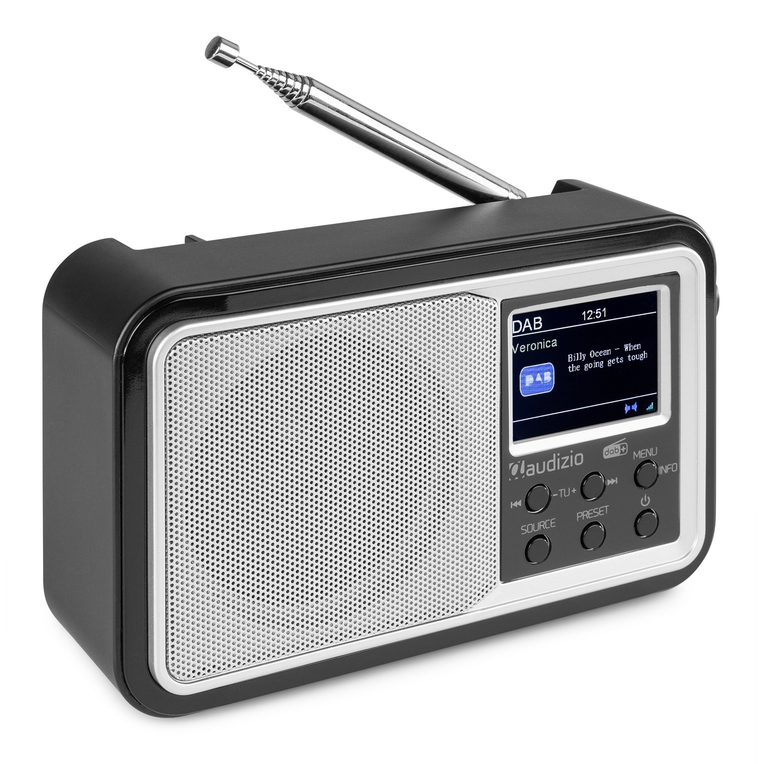Radio FM cu acumulator, Dab Plus, 5V, 15W, Bluetooth, argintiu, Audizio ...