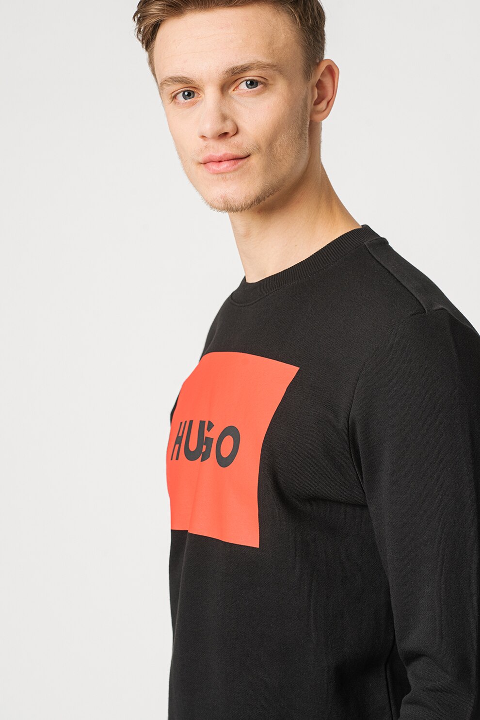 HUGO, Bluza sport de bumbac cu imprimeu logo Duragol, Negru, M - eMAG.ro